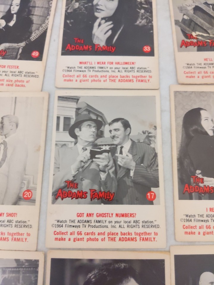 THE ADDAMS FAMILY TRADING CARDS LOT OF 9 1964 COPYRIGHT VINTAGE | eBay