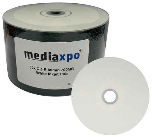Grade A 52x CD-R 80min 700MB White Inkjet Hub Printable (Shrink Wrap ...