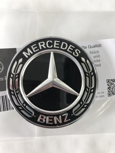 NEW Genuine Mercedes-Benz Black Wreath Flat Bonnet Badge Emblem ...