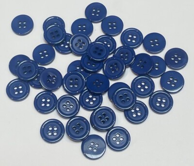 10 Dark Blue Shirt Buttons 11mm Resin Round Side 4 Hole A22-11 Aussie ...