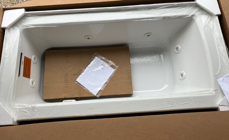 Kohler K-1947-L-0 Archer 60" Drop-In Jetted Whirlpool Bath Tub - Left ...