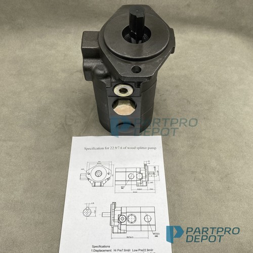 New 28 GPM Two Stage Hydraulic Log Splitter Pump 3000 psi Rated Wood ...