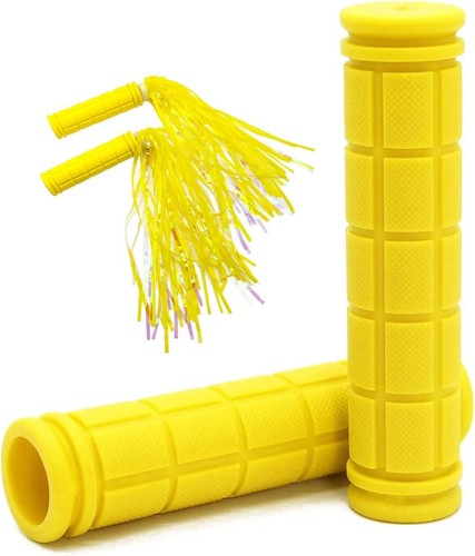 Yellow Bicycle Handle Grips W/ Tassel Streamers Fits BMX Road Mountain ...