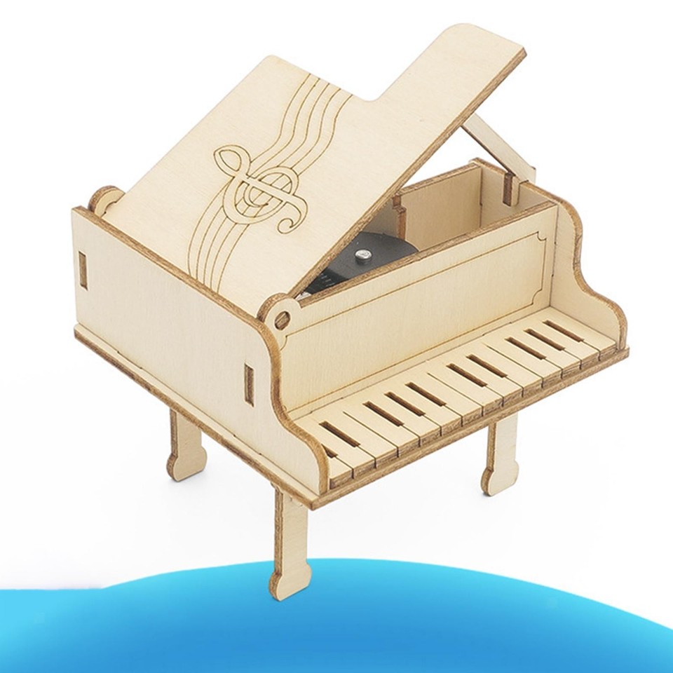 Wood DIY Piano Model Kit 3D Puzzle Music Box Assembled Learning Gift ...