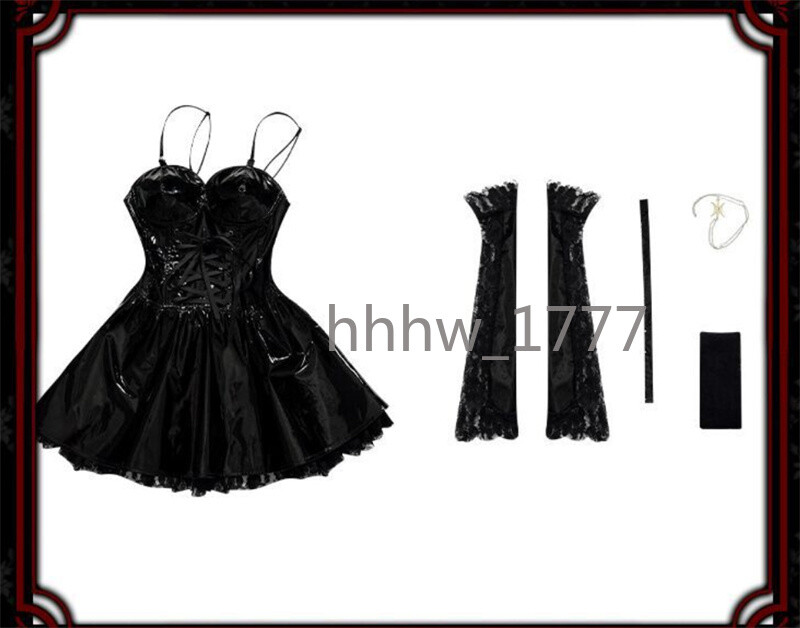 Death Note Misa Amane Cosplay Costume Black Strap Gothic Leather ...