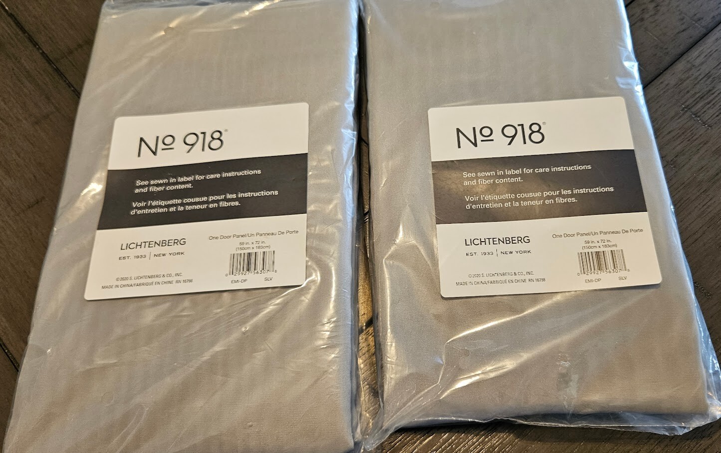 NEW No 918 Lichtenberg Sheer Door Panel Set Gray 59x72 Rod Pocket ...