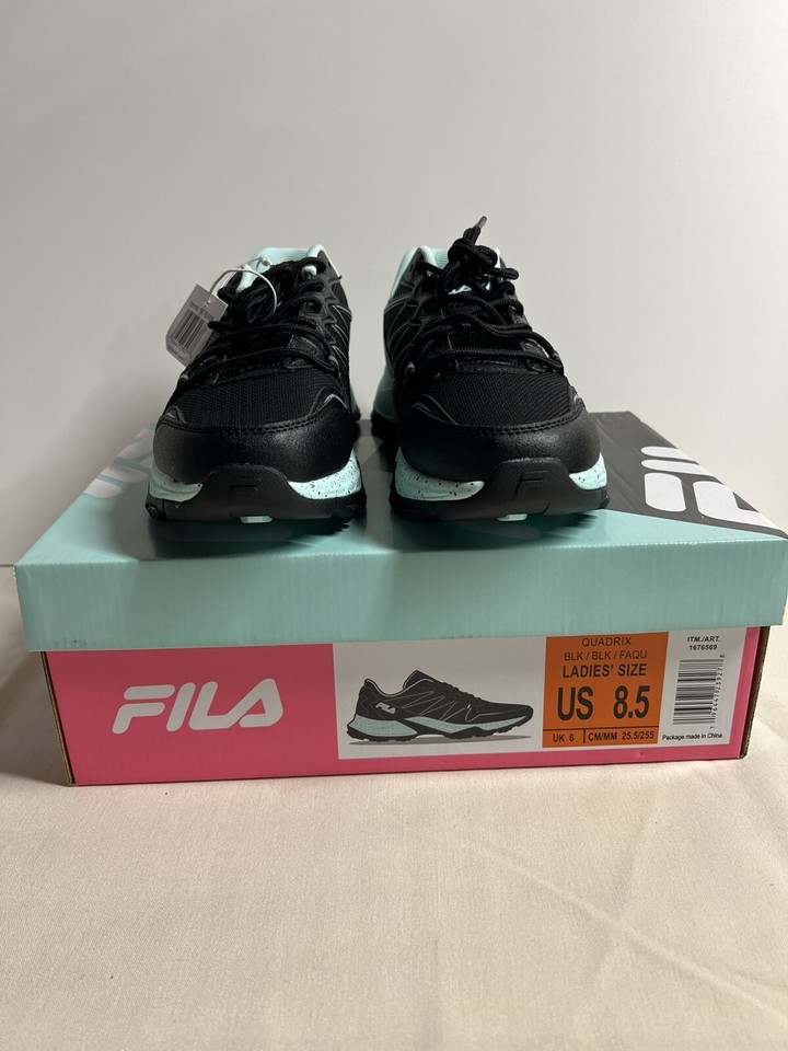 Fila Quadrix Lace Up Black and Blue Sneakers Women's US 8.5 | eBay