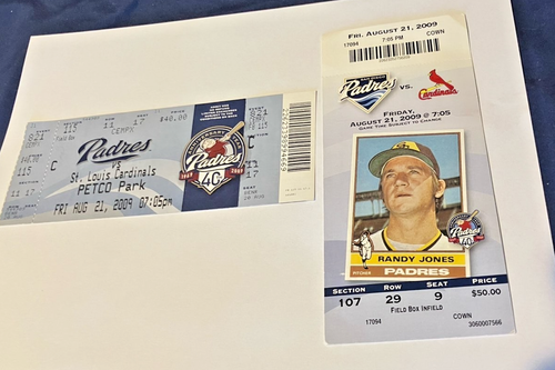 Padres vs St Louis Cardinals 8/21/09 ticket stub & pre-game Field Pass ...