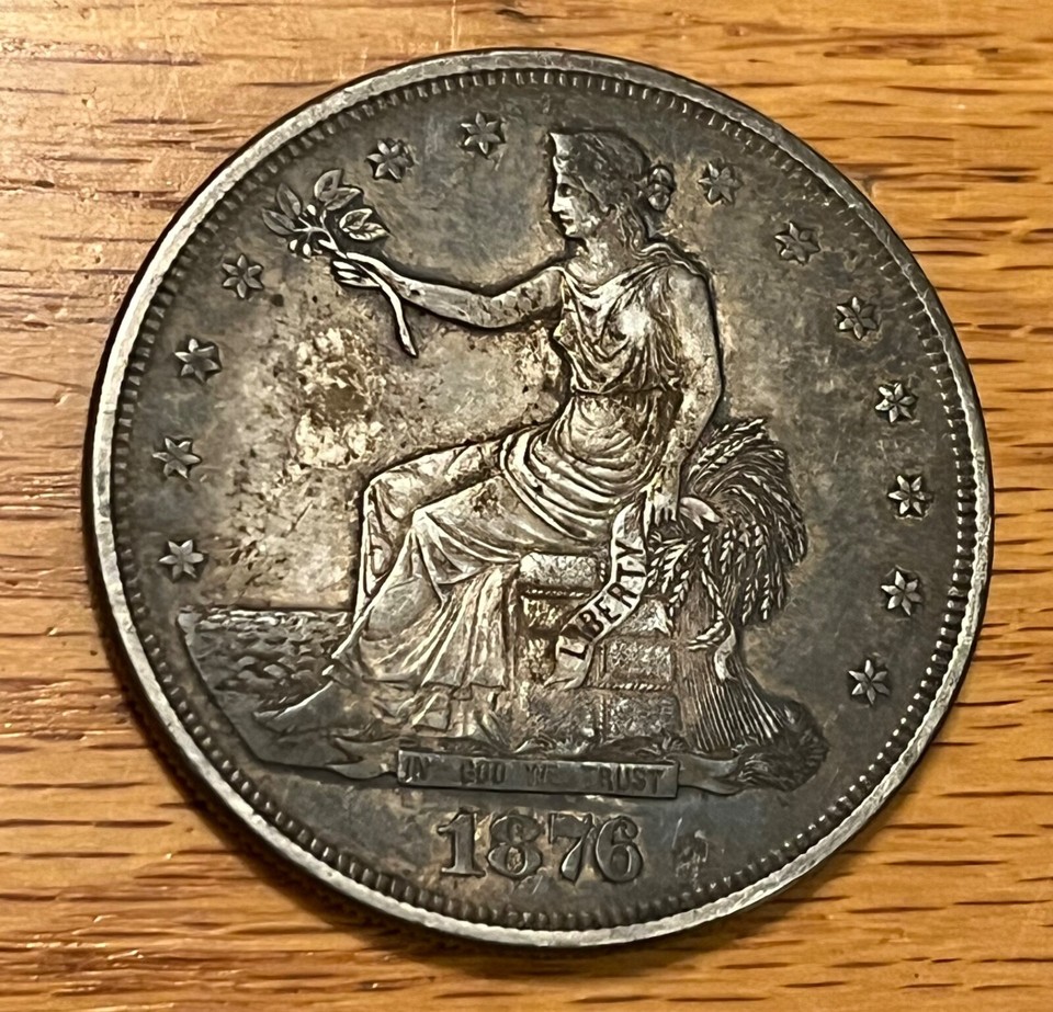 1876 Trade dollar , crusty original, XF / AU , scarce better date | eBay