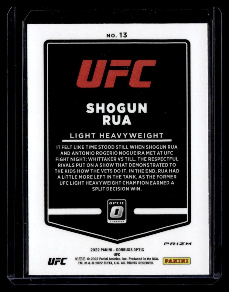 Shogun Rua 2022 Panini Donruss Optic UFC Holo Silver Prizm Card #13 | eBay