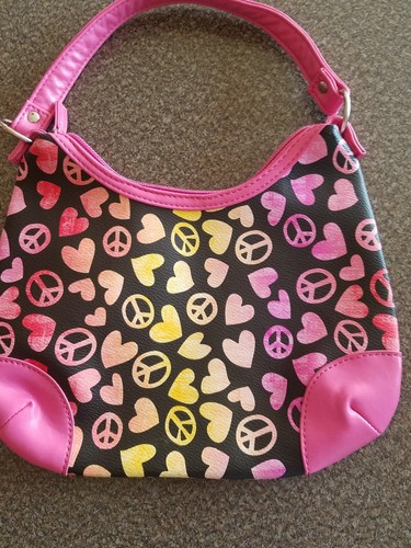 Peace Sign & Heart Design ~ Lined Purse ~ 7" Tall x 9.5" Wide ...
