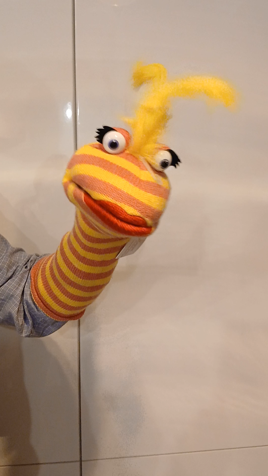 The Puppet Company Knitted Hand Puppet Lipstick Eyebrows Toy Pink ...