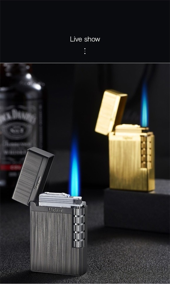 Vintage Metal Butane Torch cigarette Lighter - Side-Mounted Flint ...