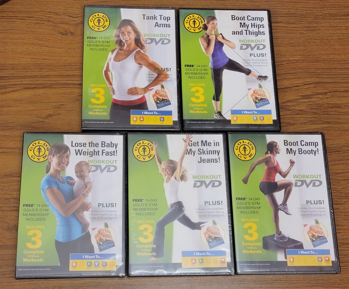 Lot of 5 - Golds Gym DVD Boot Camp My Booty Exercise Workout DVD's | eBay