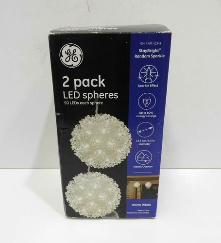 GE StayBright Energy Smart Random Sparkle 50 Effect LED Spheres, 2 Pack ...
