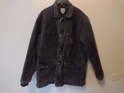 Vintage Men's Carhartt Canvas Black Jacket Quilt Lined Rancher Barn ...