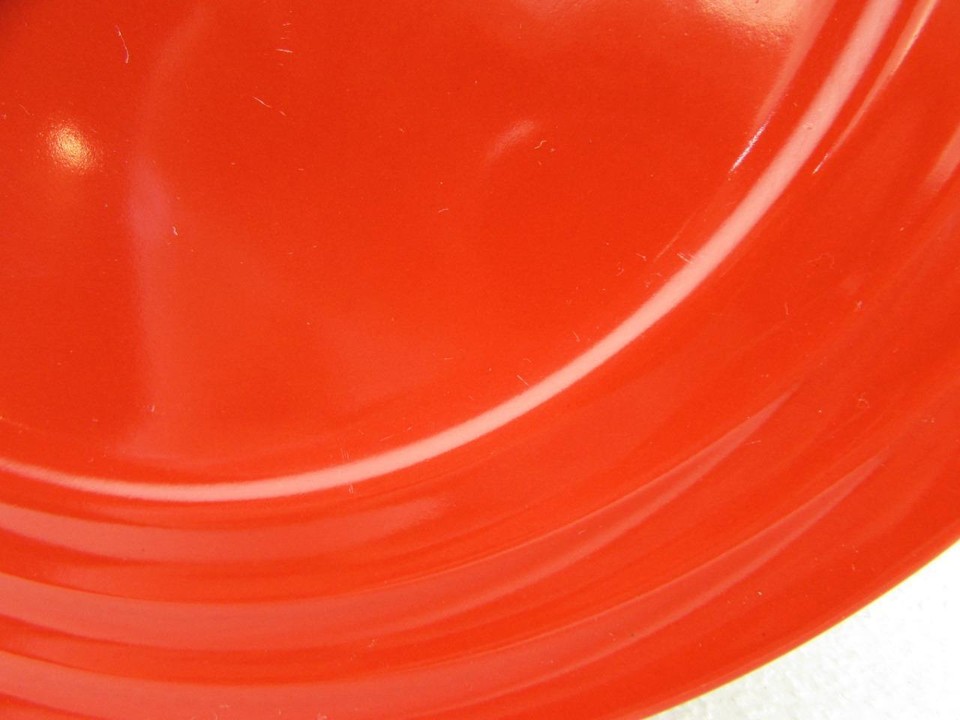 Double Ridge Red by Rachael Ray Dinner Plate All Red Embossed Rim L291 ...