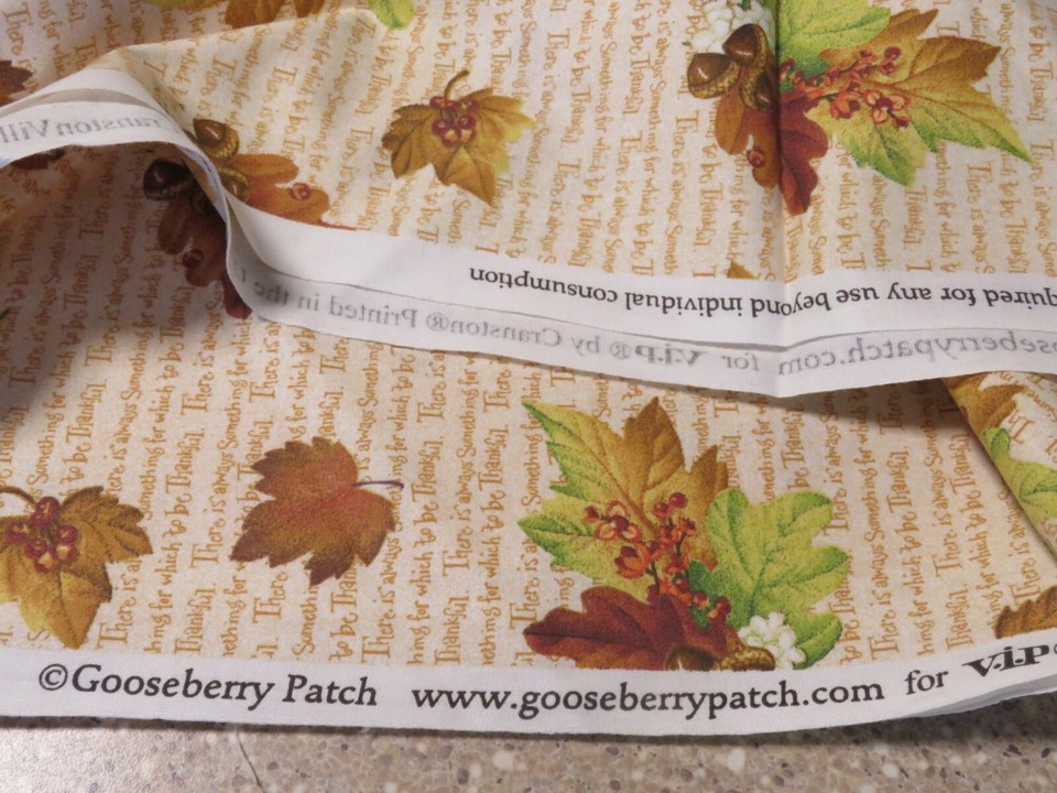 2 yards Cranston Village Gooseberry Patch Be Thankful fall autumn ...