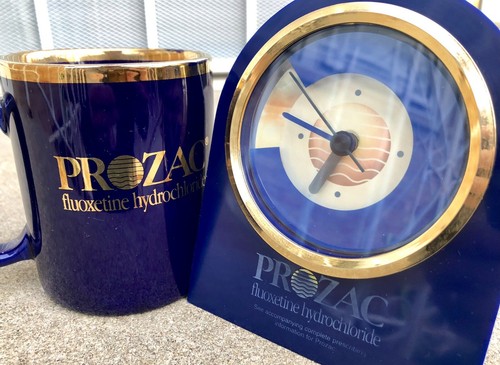 Vintage Prozac Promotional Clock & Mug Gift Lot Fluoxetine Medicine ...