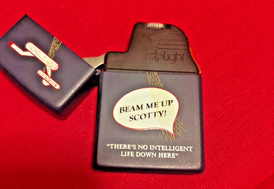 Vintage Zippo Ziplight Pocket Flashlight Advertising Beam ME Up Scotty ...