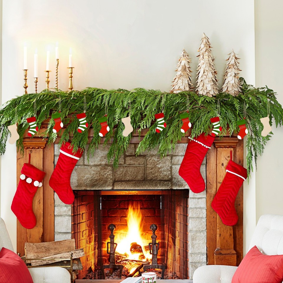 50 Pcs Wood Stockings Pieces Christmas Home Decor Hanging Ornaments ...