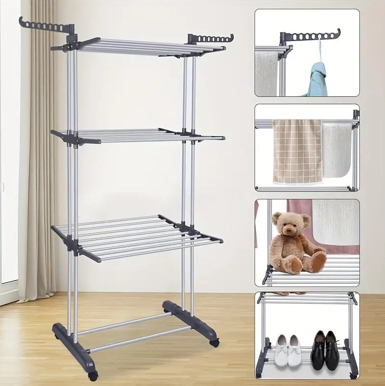 Extra Large Clothes Airer 4 Tier Indoor Foldable Outdoor Laundry Dryer ...