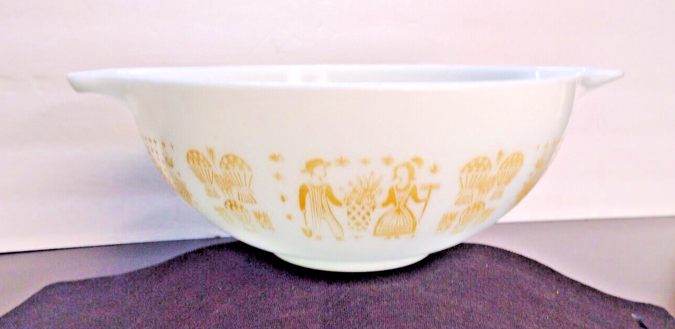 VINTAGE PYREX # 444 PUMPKIN ORANGE AMISH BUTTERPRINT CINDERELLA BOWL 4 ...