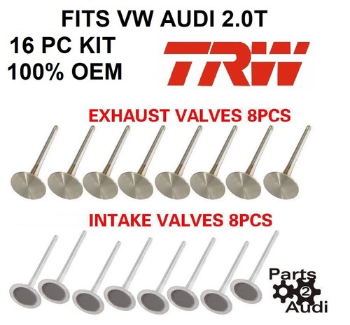 OEM TRW Engine Intake Valves Exhaust Valves 16pc Kit Fits Audi VW 2.0T | eBay