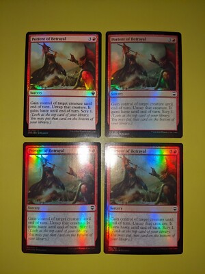 FOIL Portent of Betrayal x4 Commander Legends 4x Magic the Gathering ...