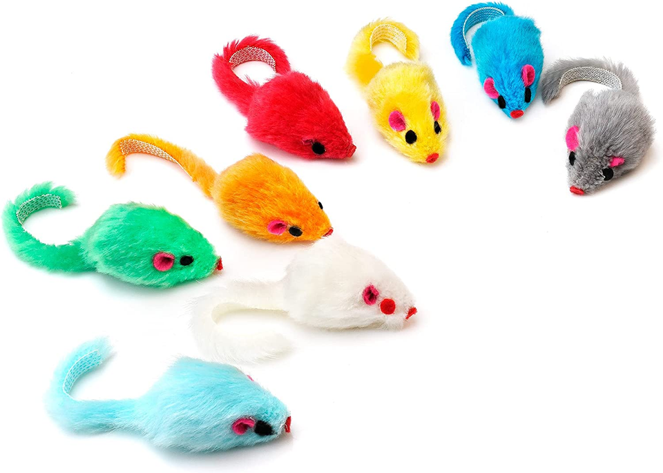 36PCS 4.1'' Furry Cat Toy Mice Rattle Small Mouse Kitten Interactive ...
