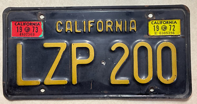 1972-1973 California Navy Blue w/Yellow Letters License Plate-Led ...