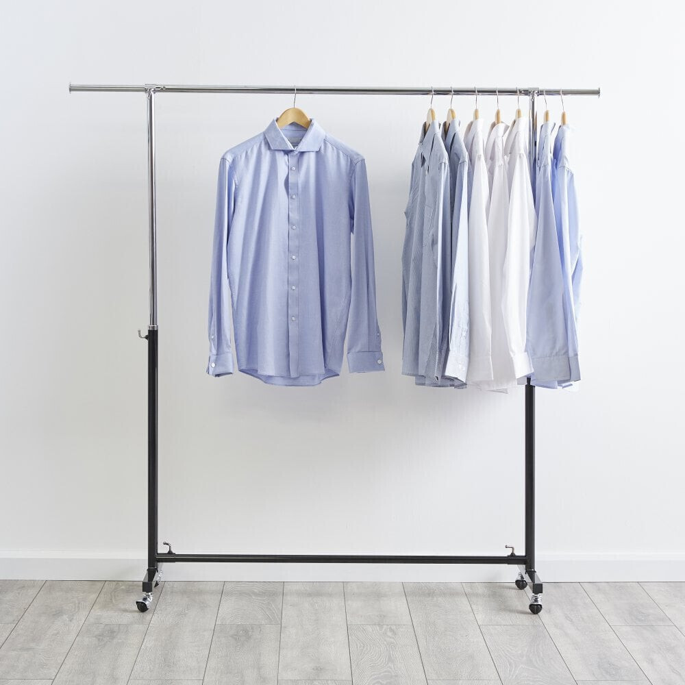 Black & Chrome Mobile Adjustable Clothes Rail Garment Rack with wheels ...