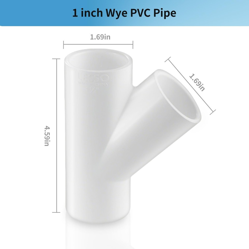 LESSO 5?Pack 1'' PVC Wye Pipe Fittings Schedule 40 Plumbing Drain ...