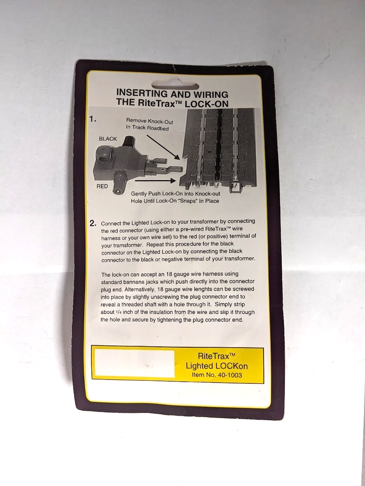 MTH RiteTrax #40-1003 Illuminated Lock-On O Gauge Original Packaging C ...