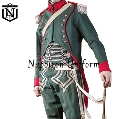 19th Century Napoleonic Green Wool Cavalry Officer Historical Coat ...