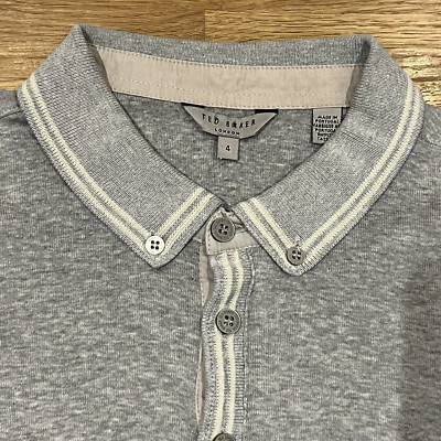 TED BAKER MAN size 4 GREY KNITTED POLO SHIRT (RRP £95.00) MADE IN ...