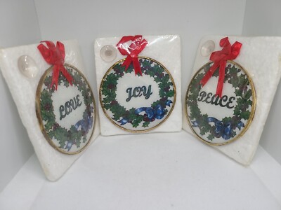 House of LLoyd Christmas Round Peace Love Joy Ornaments Set Of 3 New ...