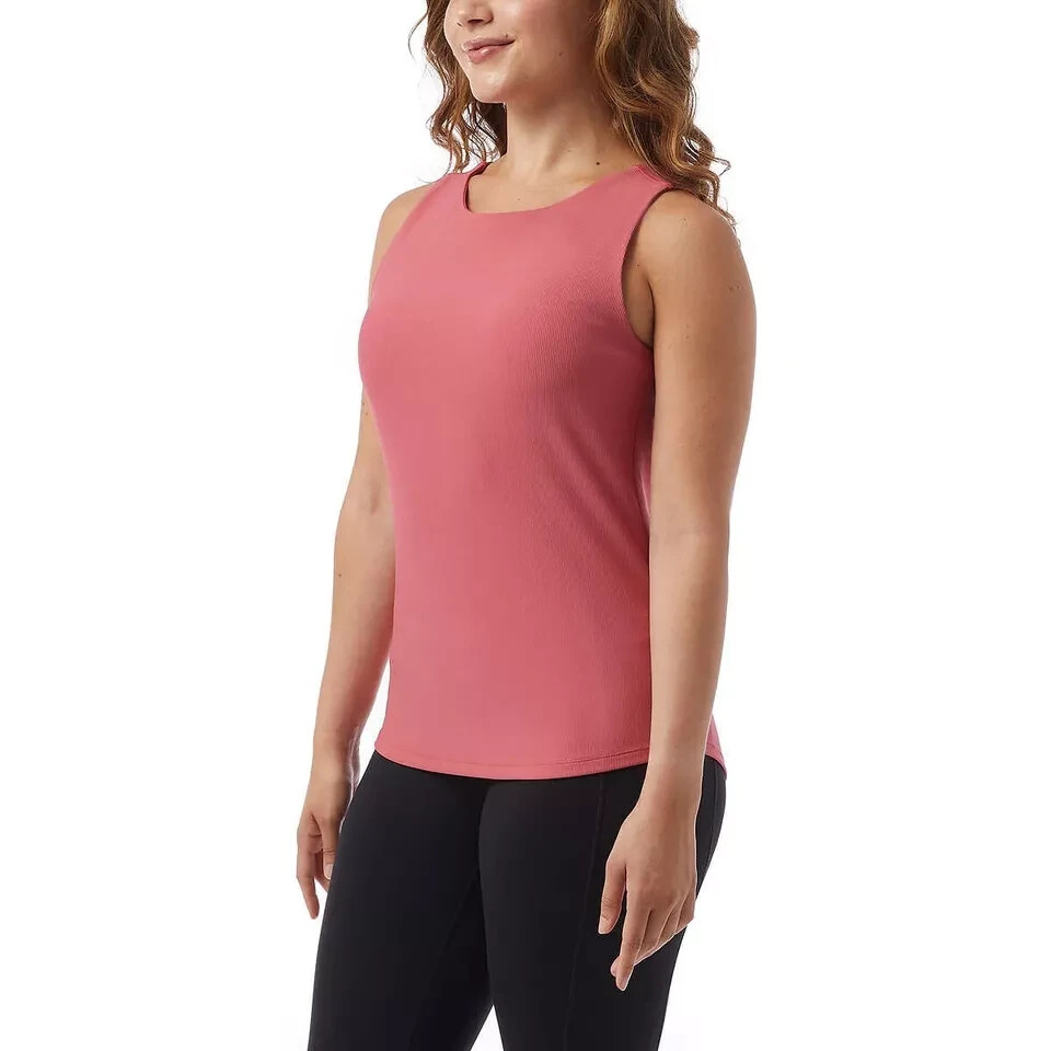 32 Degrees Cool Women's Soft Ribbed Fabric with Built-In-Bra Top, Slate ...