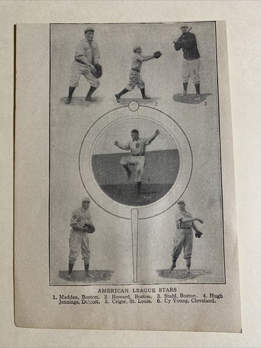 AL Stars Cy Young Hughie Jennings Jake Stahl L. Criger 1909 Baseball ...