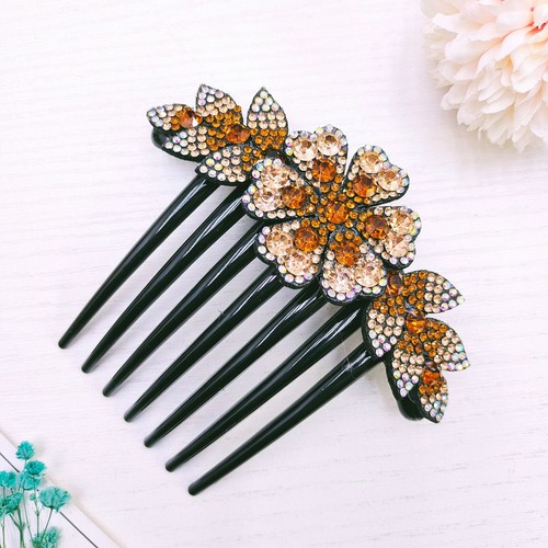 Hairpin Comb Non-slip Hair Maker Vintage Flower Rhinestone Bun Hair ...