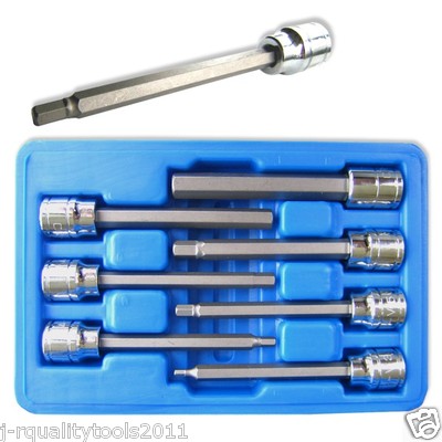Extra Long Hex Bit Set | SAE Standard 3/8" Drive Allen Socket 7-pc Kit ...