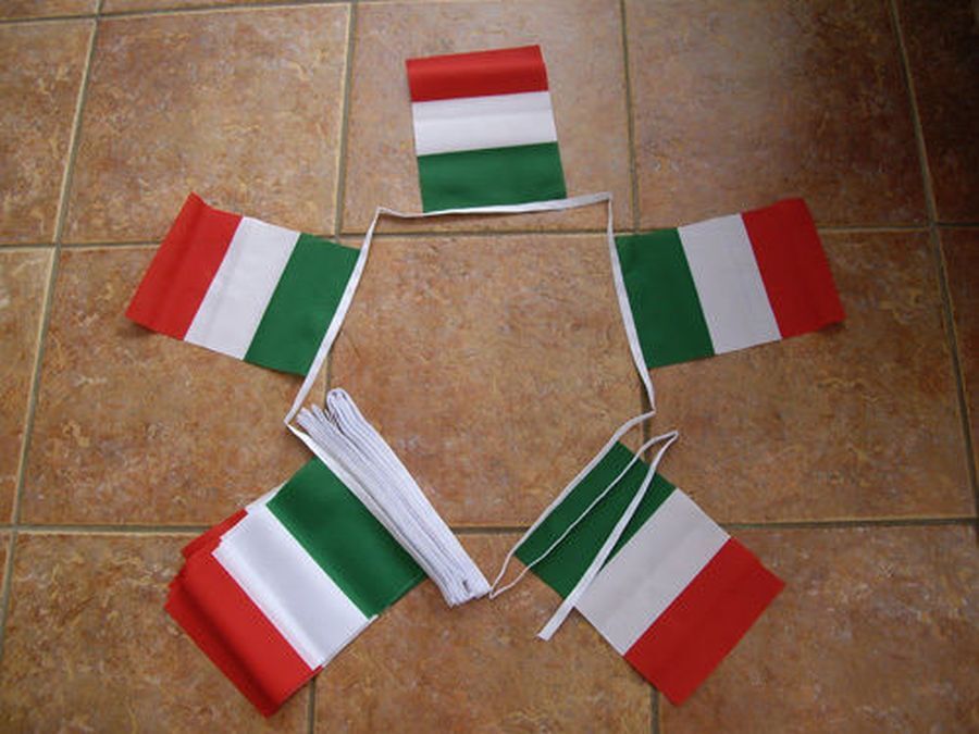 ITALY 4 meters BUNTING FLAG 20 flags 6'' x 4'' - ITALIAN STRING flags ...