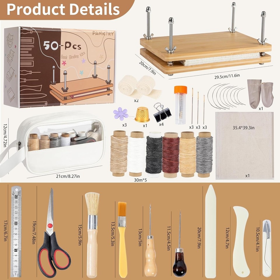 50 Pcs Book Binding Kits for Beginners - Complete DIY Kit with Tools ...
