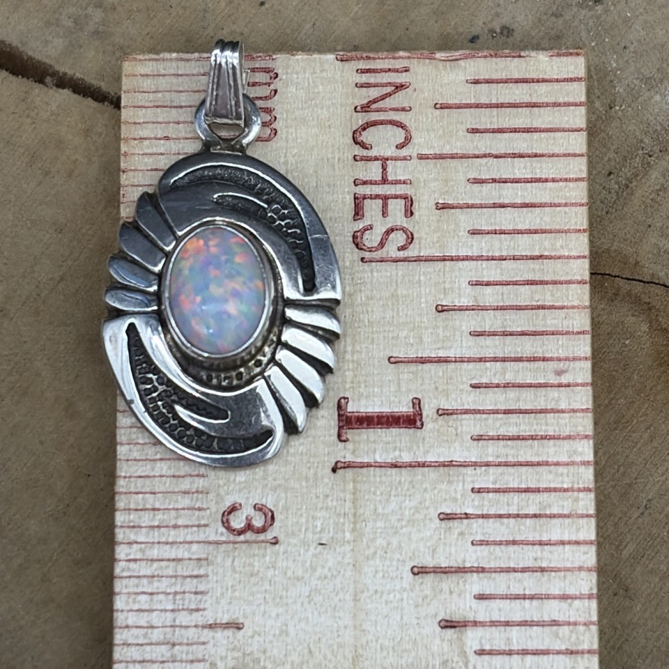 Vintage Native Navajo Sterling Silver Opal Pendant Rare | eBay