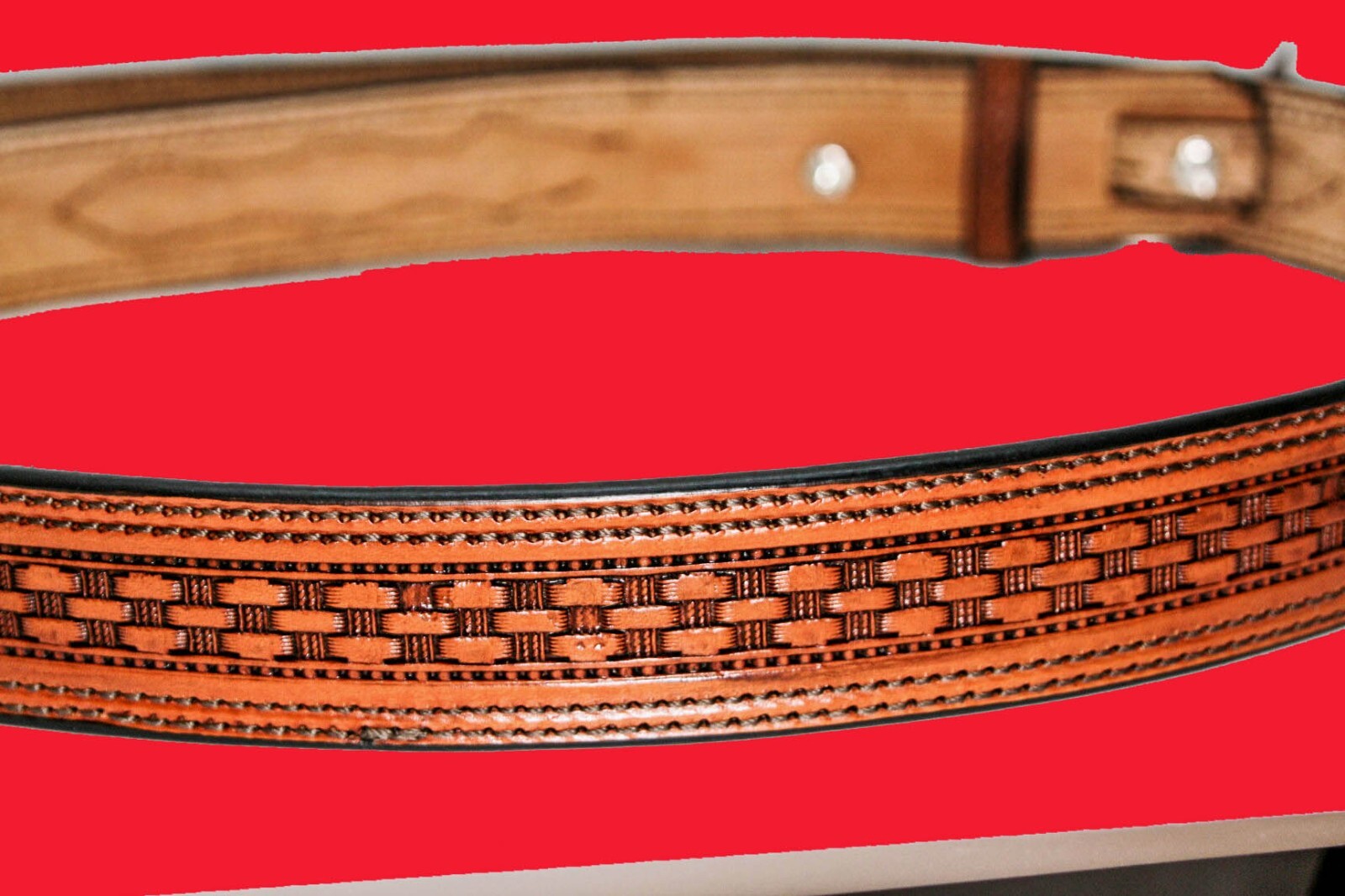 Mens Leather Belts Custom Handmade Ranger Double stitch and basket ...