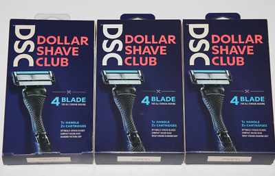 LOT (3) DSC DOLLAR SHAVE CLUB 4 BLADE RAZOR - TOTAL 3 RAZORS 6 ...
