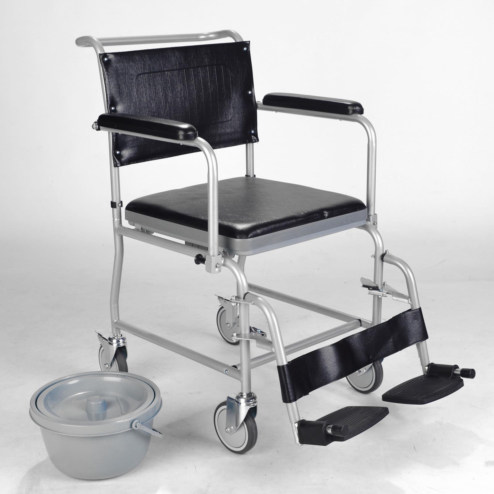 Mobile wheeled glideabout toilet commode chair wheelchair with ...
