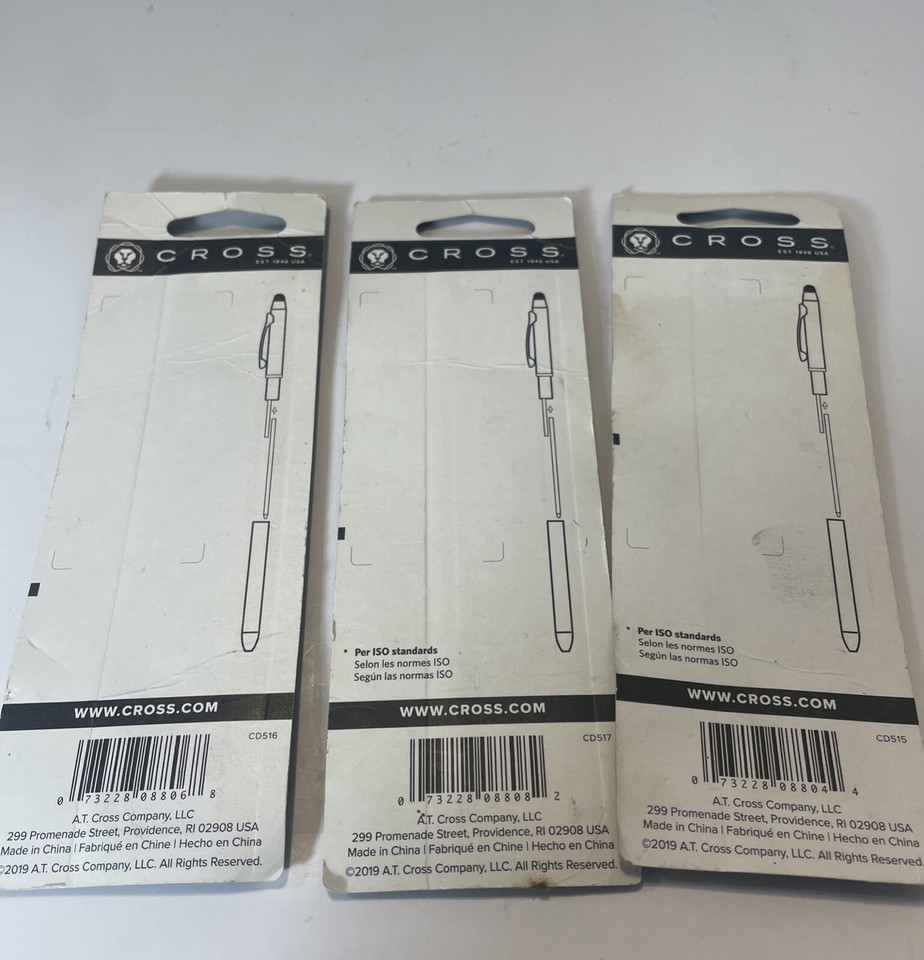 3 Cross Refills for Ballpoint Pens Mini Black/Red/Blue MODEL: 8518 - 4 ...