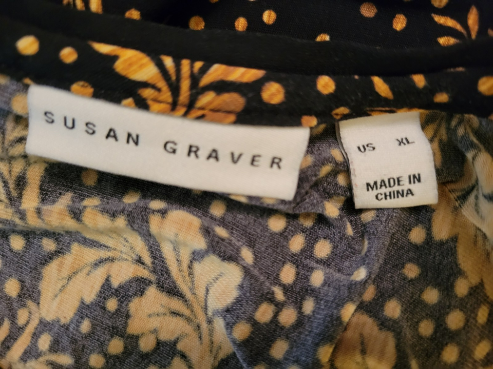 Susan Graver Size XL Top Sleeveless Black/Brown Stretch Pretty Women ...