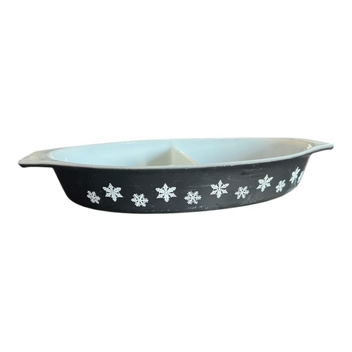 Vintage Pyrex Black Snowflake 063 divided dish, matte black Pyrex 1957 ...